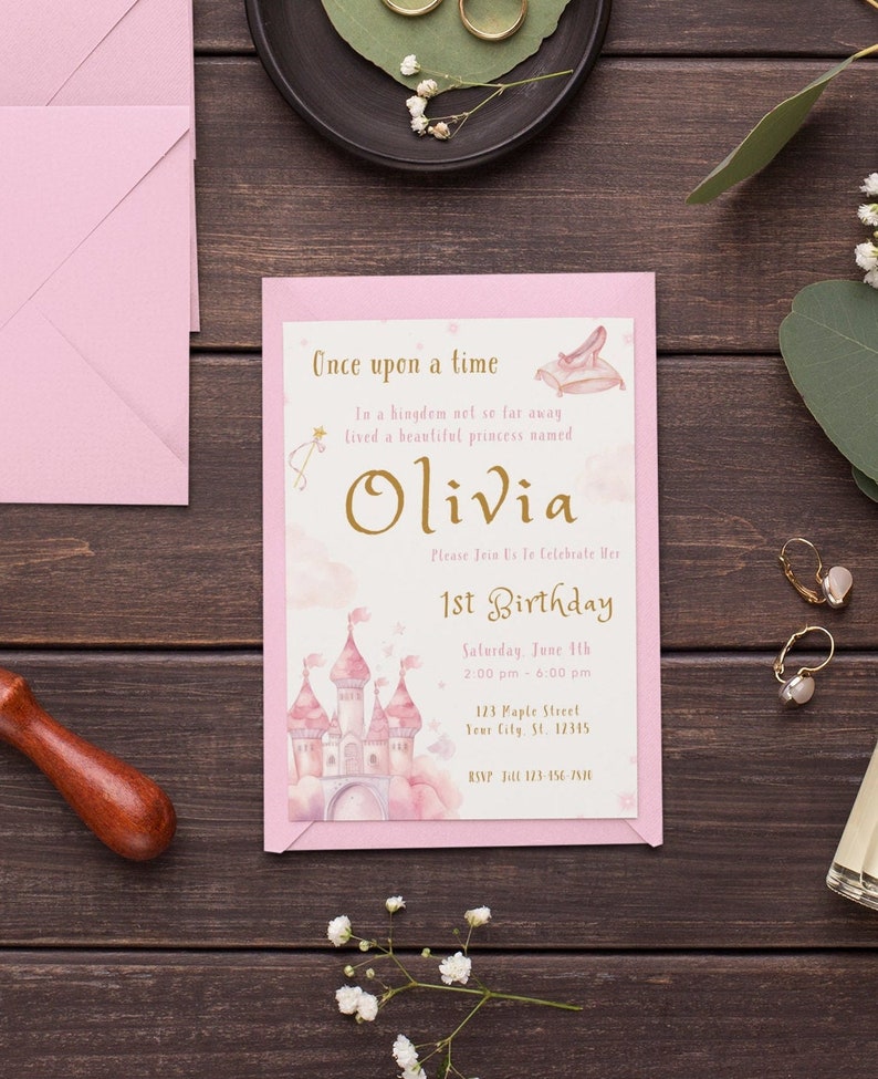 Princess Birthday Invitation Princess First Birthday Invite Princess ...