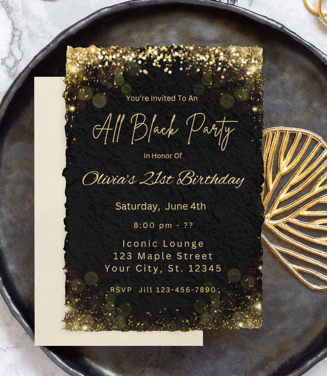 Editable All Black Affair Invitation All Black Party Invitation Black ...