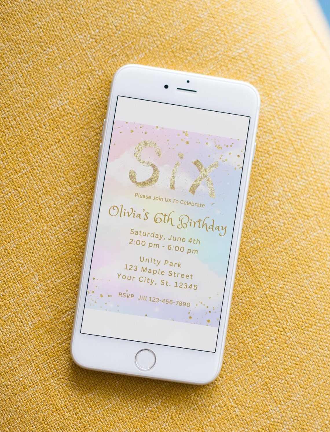 Editable Birthday Invitation Template Pastel Watercolor Gold Glitter ...