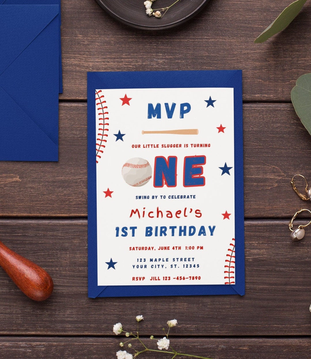 Baseball First Birthday Invitation Template Rookie of the Year Invite ...