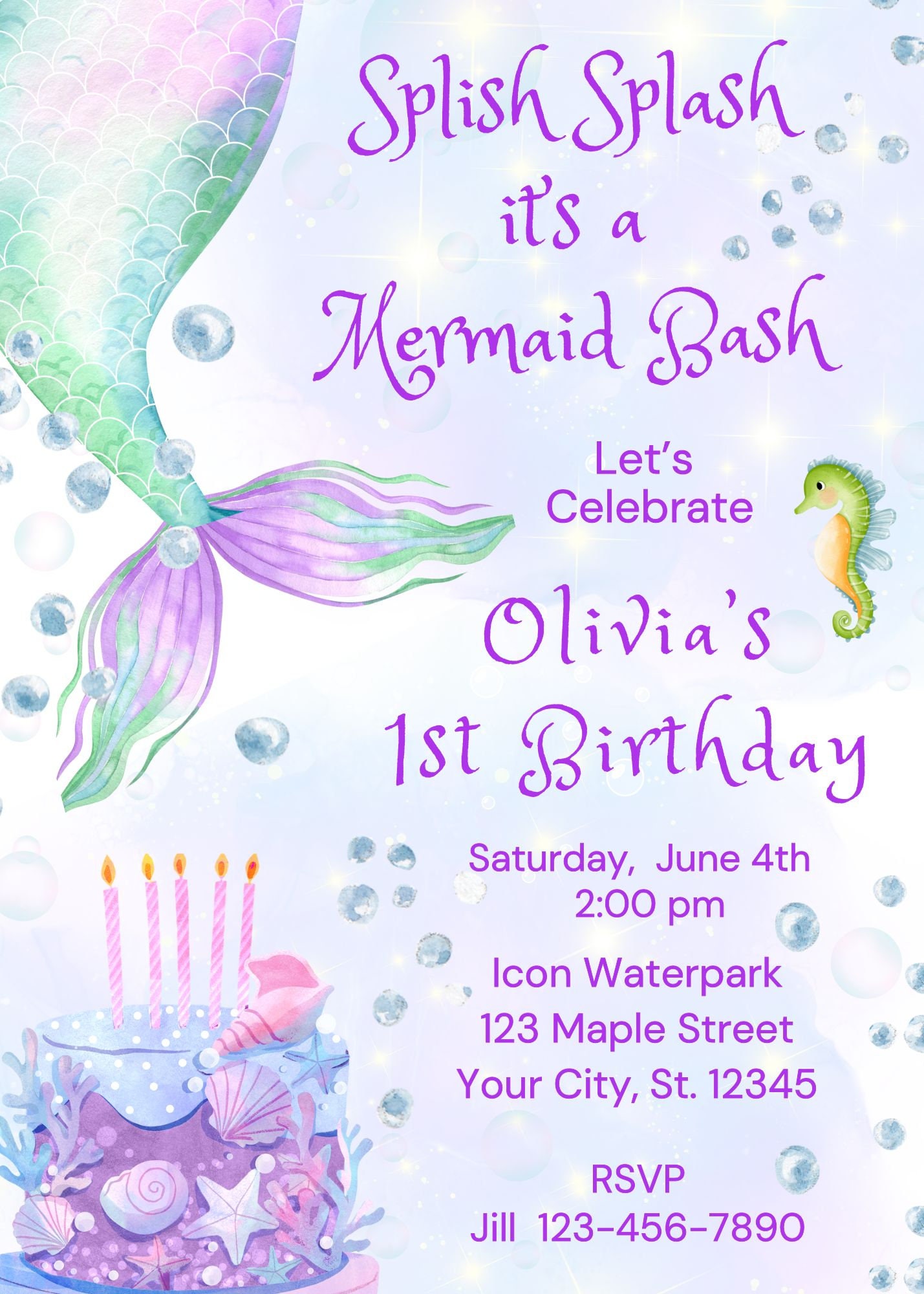 Mermaid Tail Birthday Invitation Under the Sea Birthday Invitation Girl ...