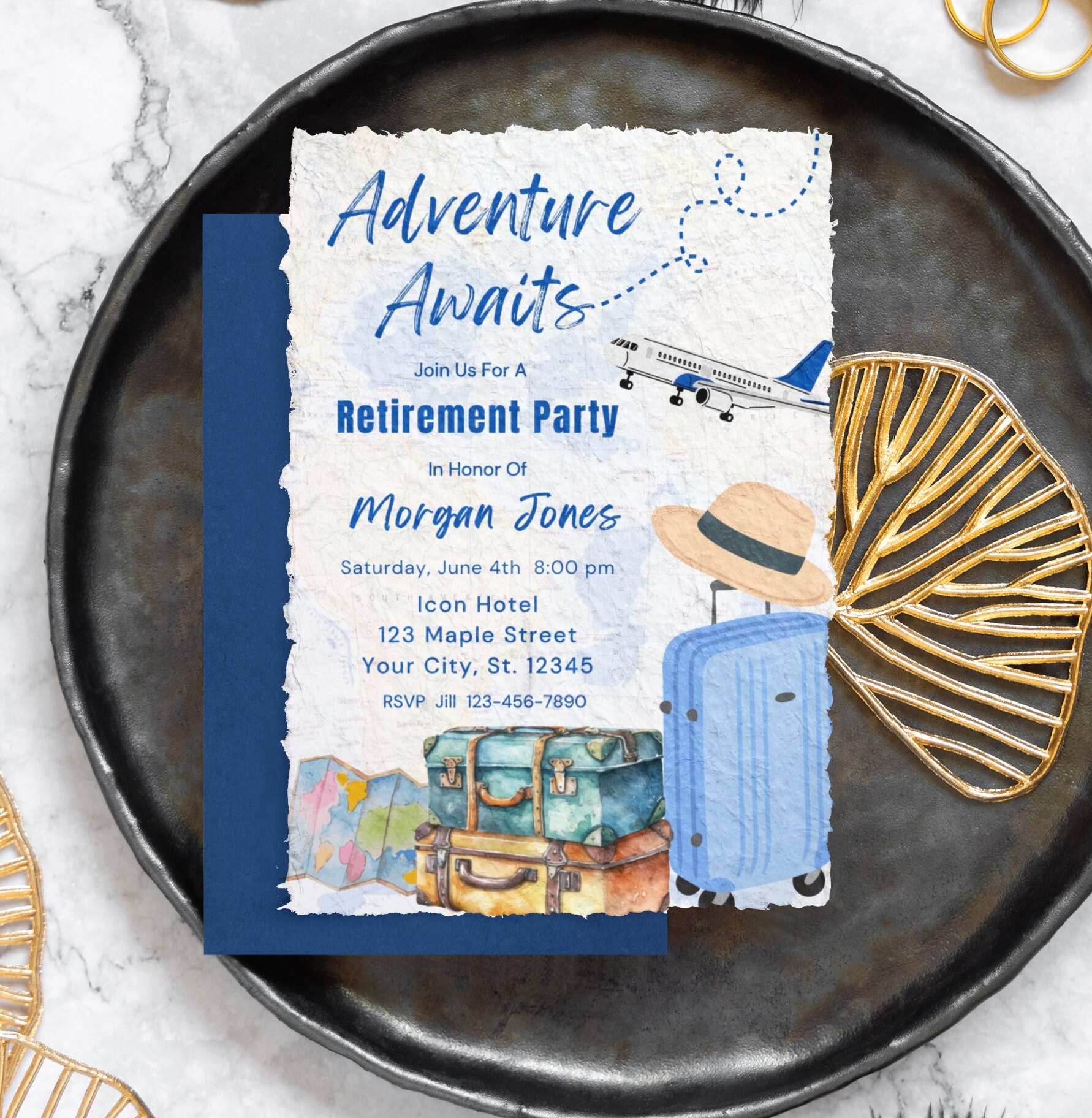 Travel Retirement Invitation Template Editable Adventure Awaits ...