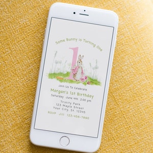 Peter Rabbit First Birthday Invitation Template Editable Invitation ...