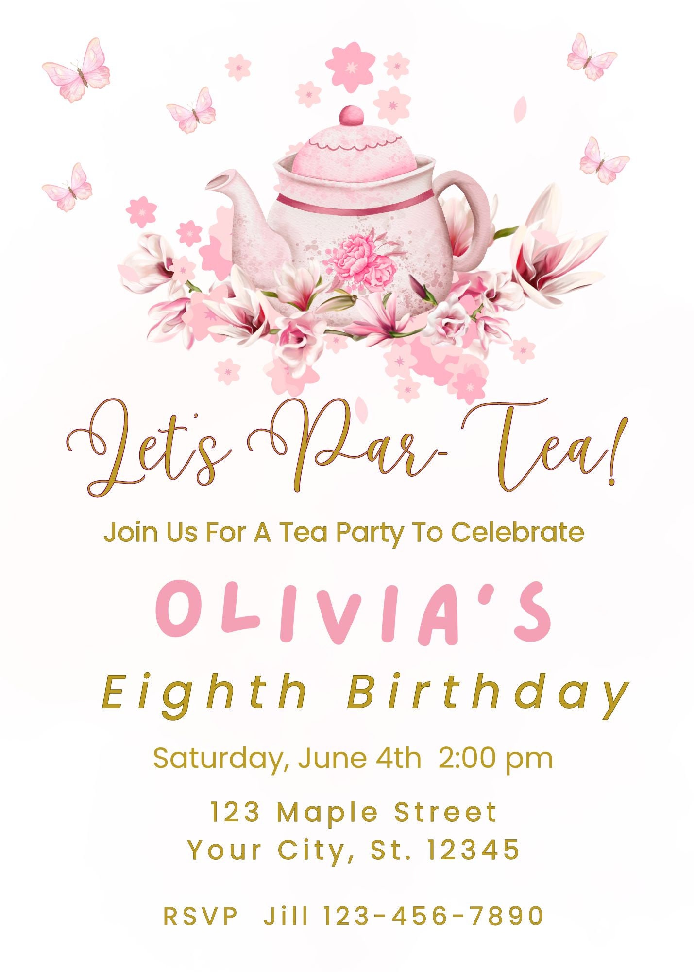 EDITABLE Tea Party Birthday Invitation Birthday Brunch Invitation ...