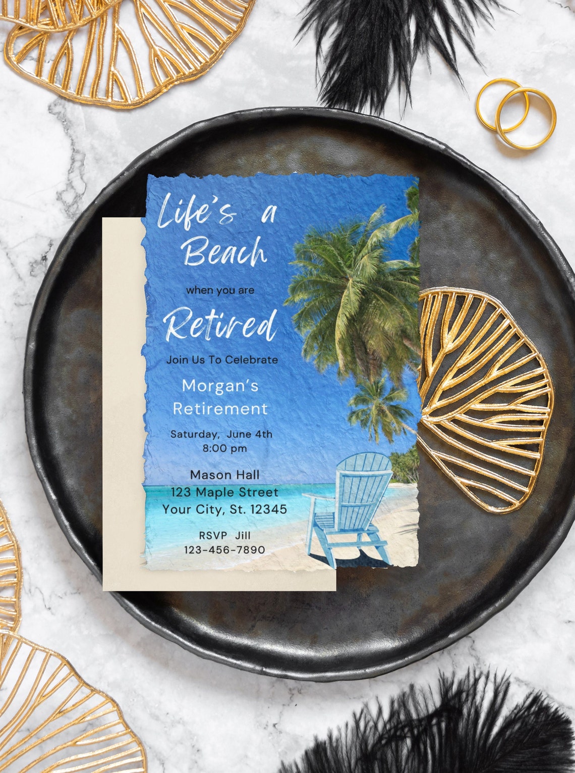Editable Ocean Retirement Invitation Beach Retirement Party Retirement ...
