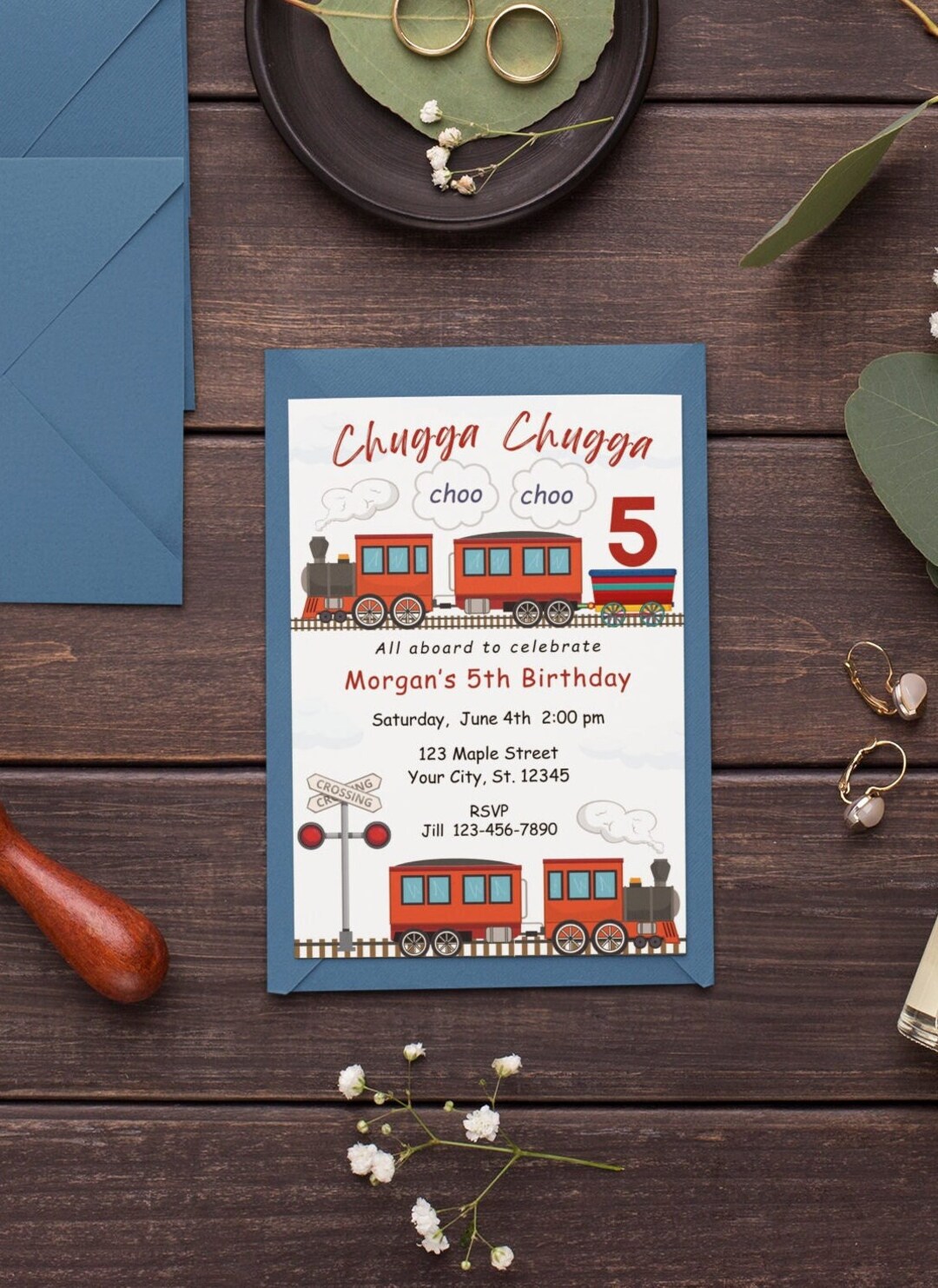 Editable Train Birthday Invitation Template Toy Train Invitation Train ...