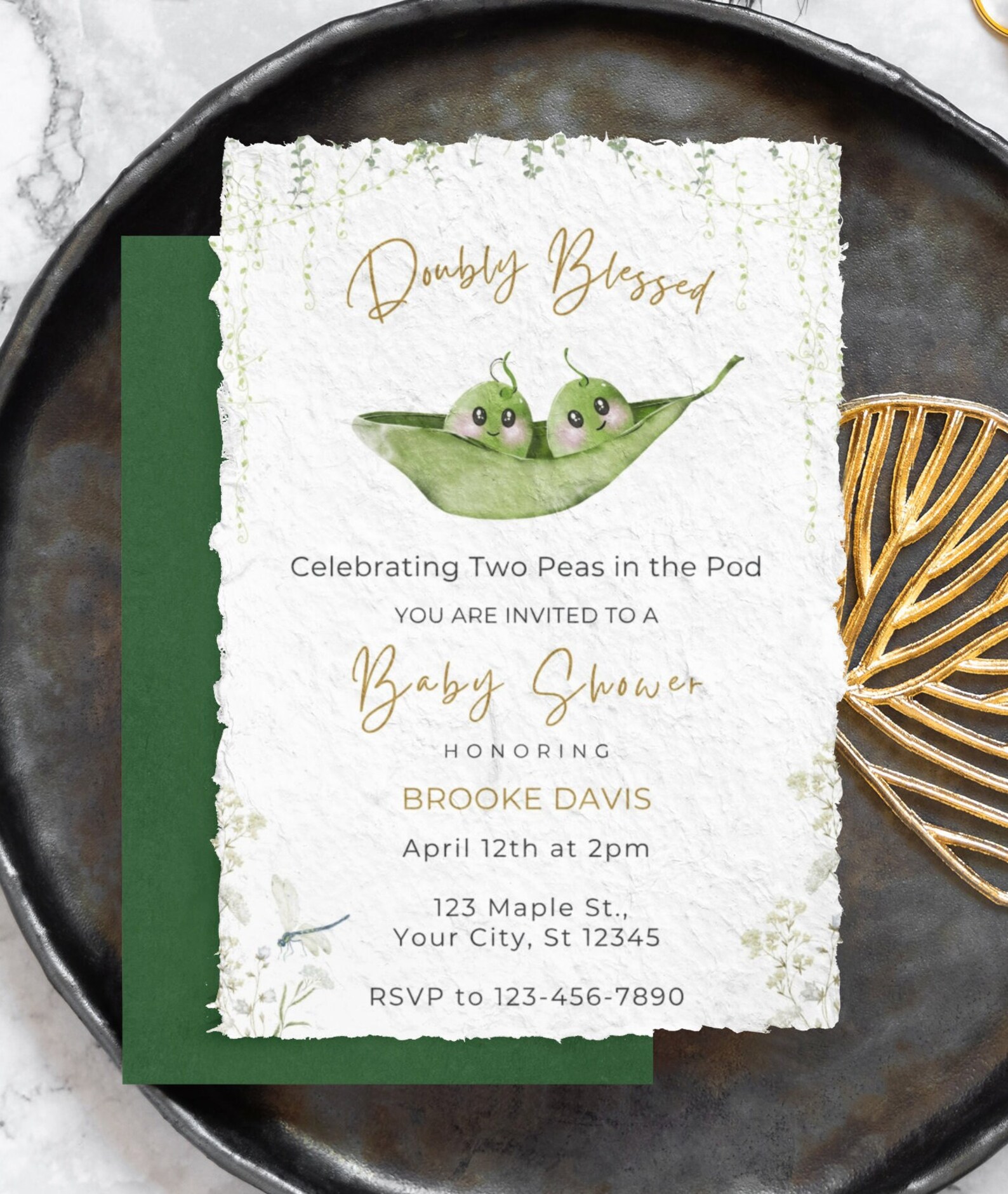 Two Peas in a Pod Baby Shower Invitation Template Pea Pod Invitation ...