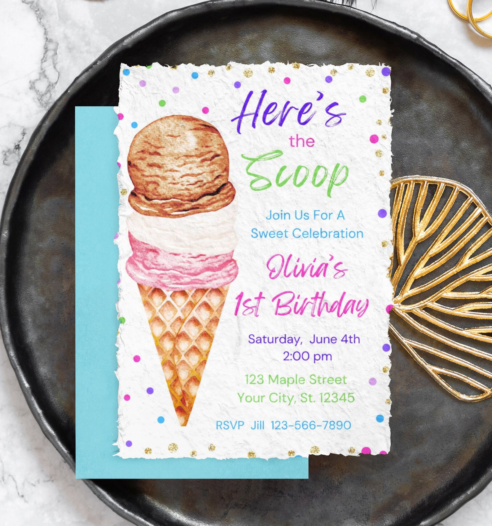 Ice Cream Birthday Invitation Editable 1st Birthday Invitation Ice ...