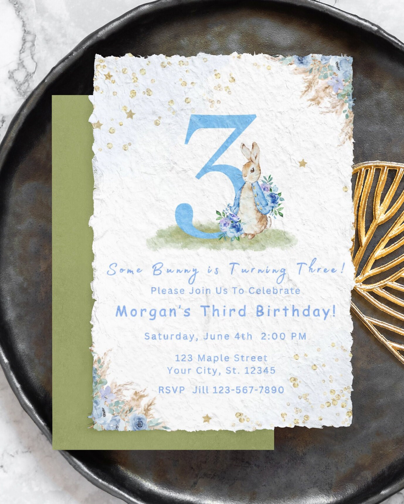 Peter Rabbit Third Birthday Invitation Template Editable Invitation ...