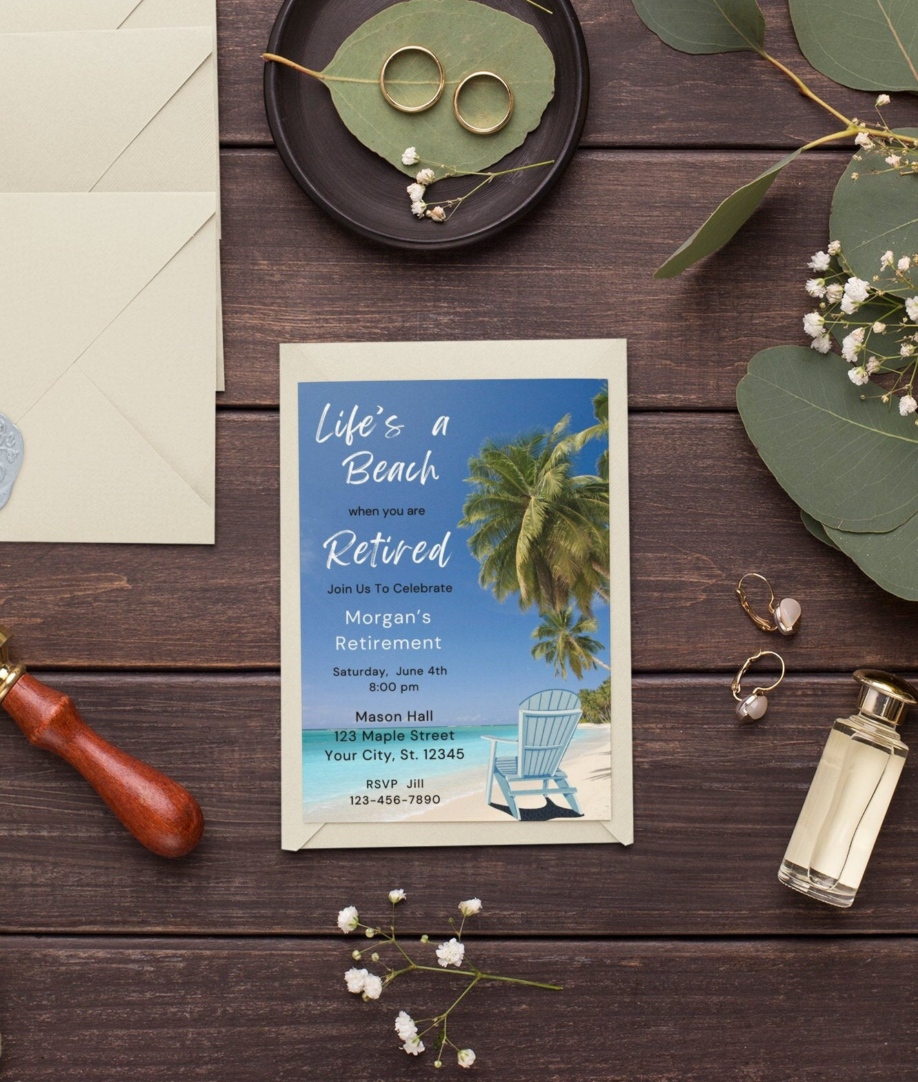 Editable Ocean Retirement Invitation Beach Retirement Party Retirement ...