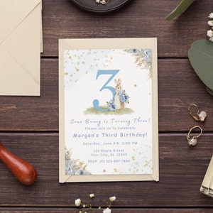 Peter Rabbit Third Birthday Invitation Template Editable Invitation ...