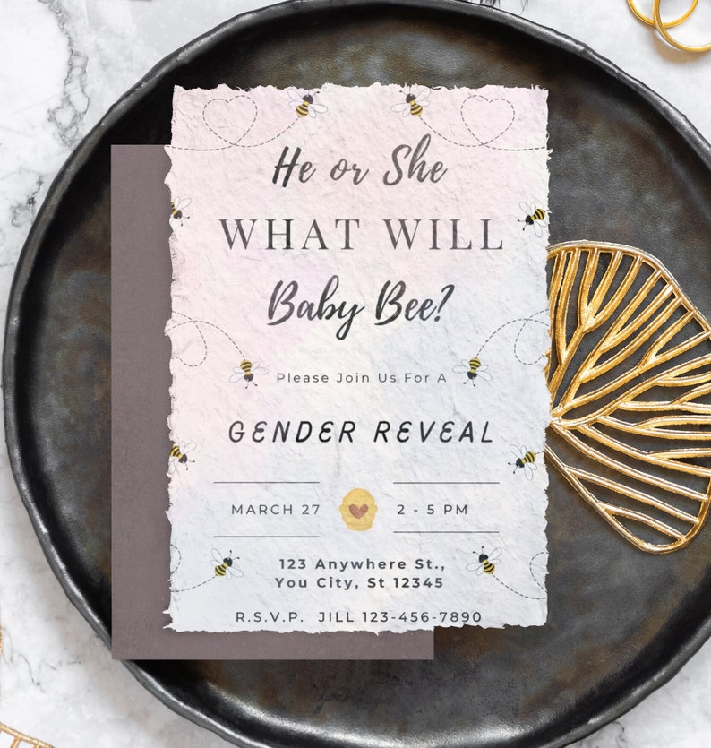 Editable Gender Reveal Invitation What Will Baby Bee Invitations Bumble ...