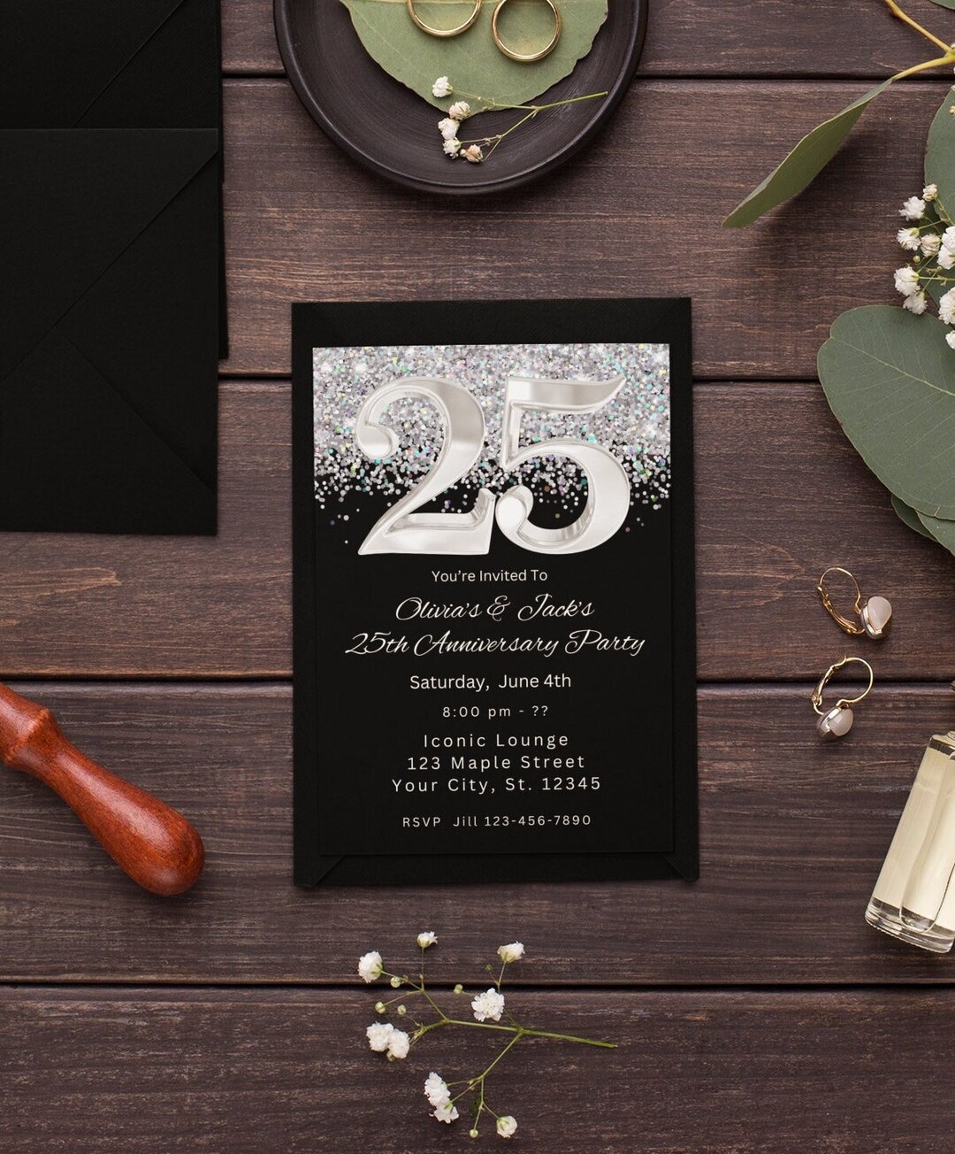 Silver Anniversary Invitation, Silver Wedding Anniversary Invite, 25th ...