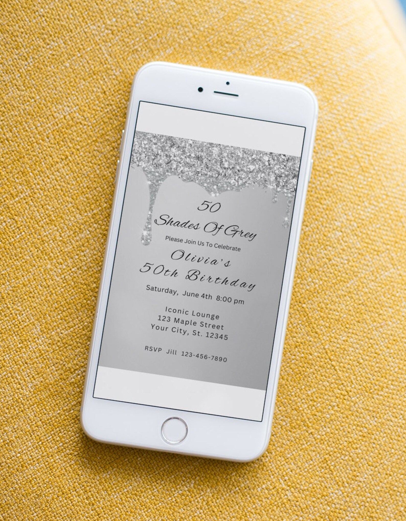 Editable Shades of Grey Invitation Black and Silver Birthday Dinner ...