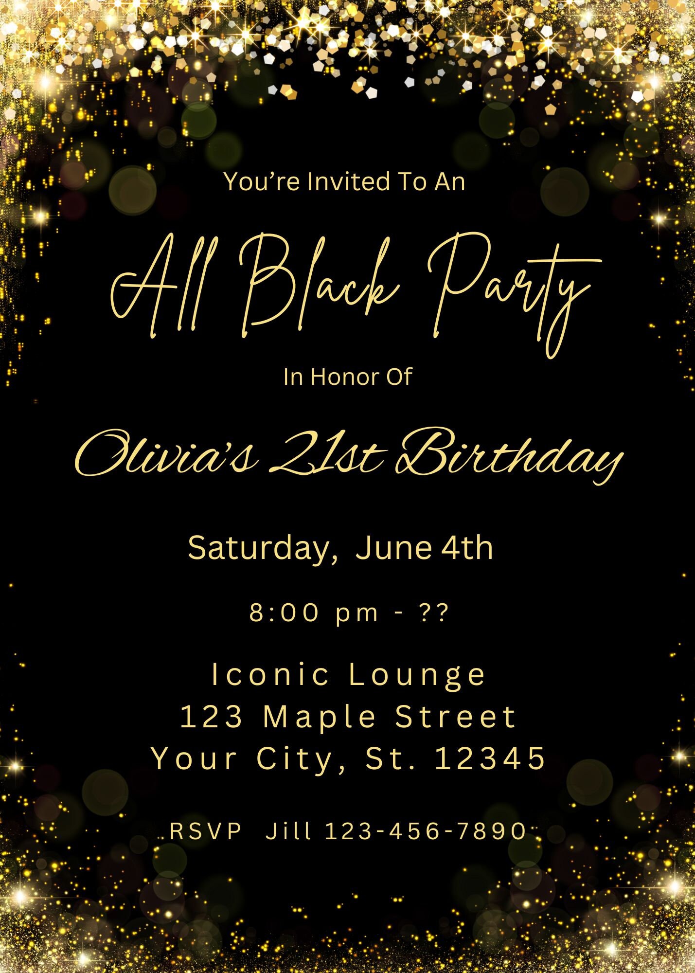 Editable All Black Affair Invitation All Black Party Invitation Black ...