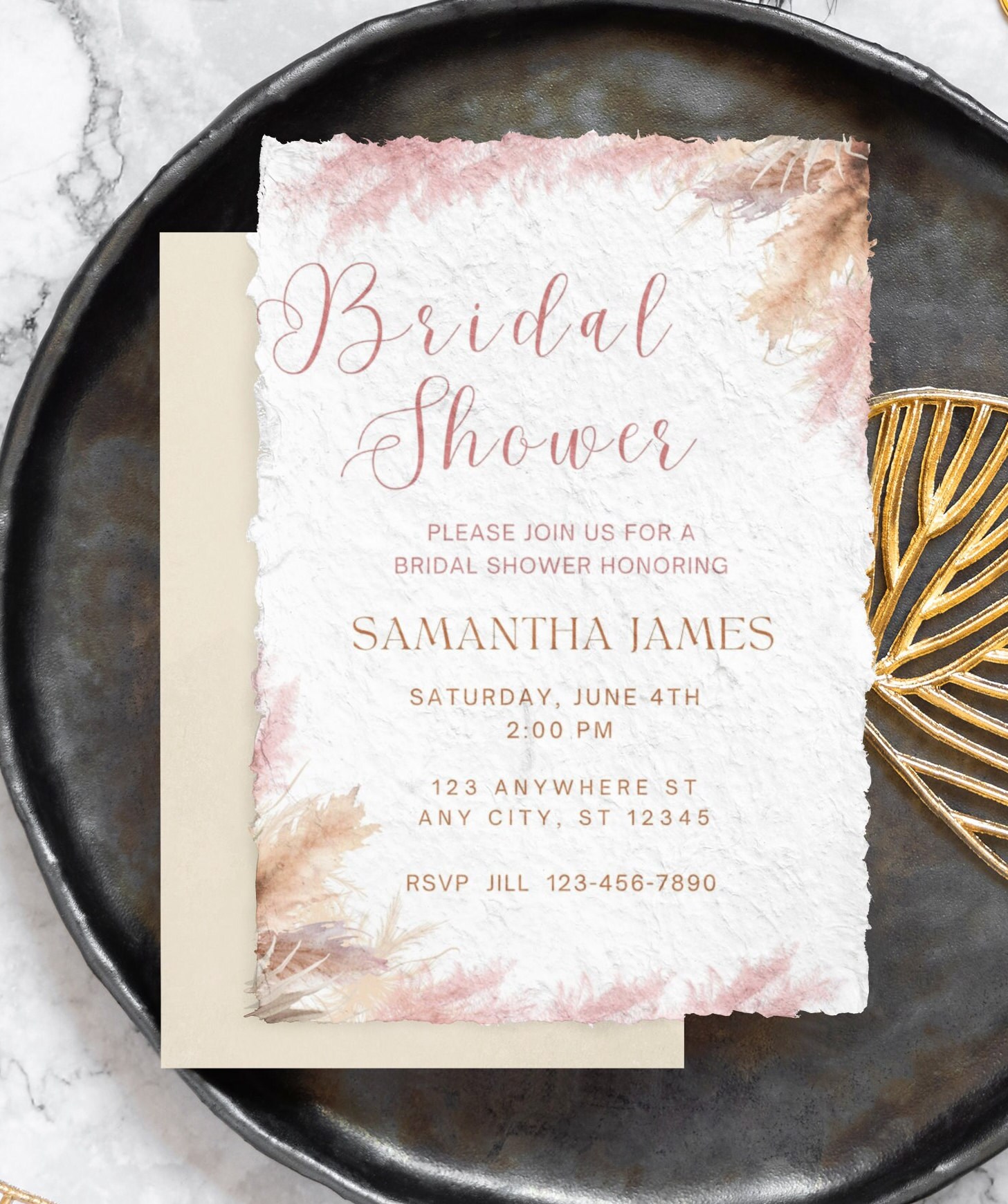 Boho Bridal Shower Invitation Template Minimalist Bridal Shower Invite ...