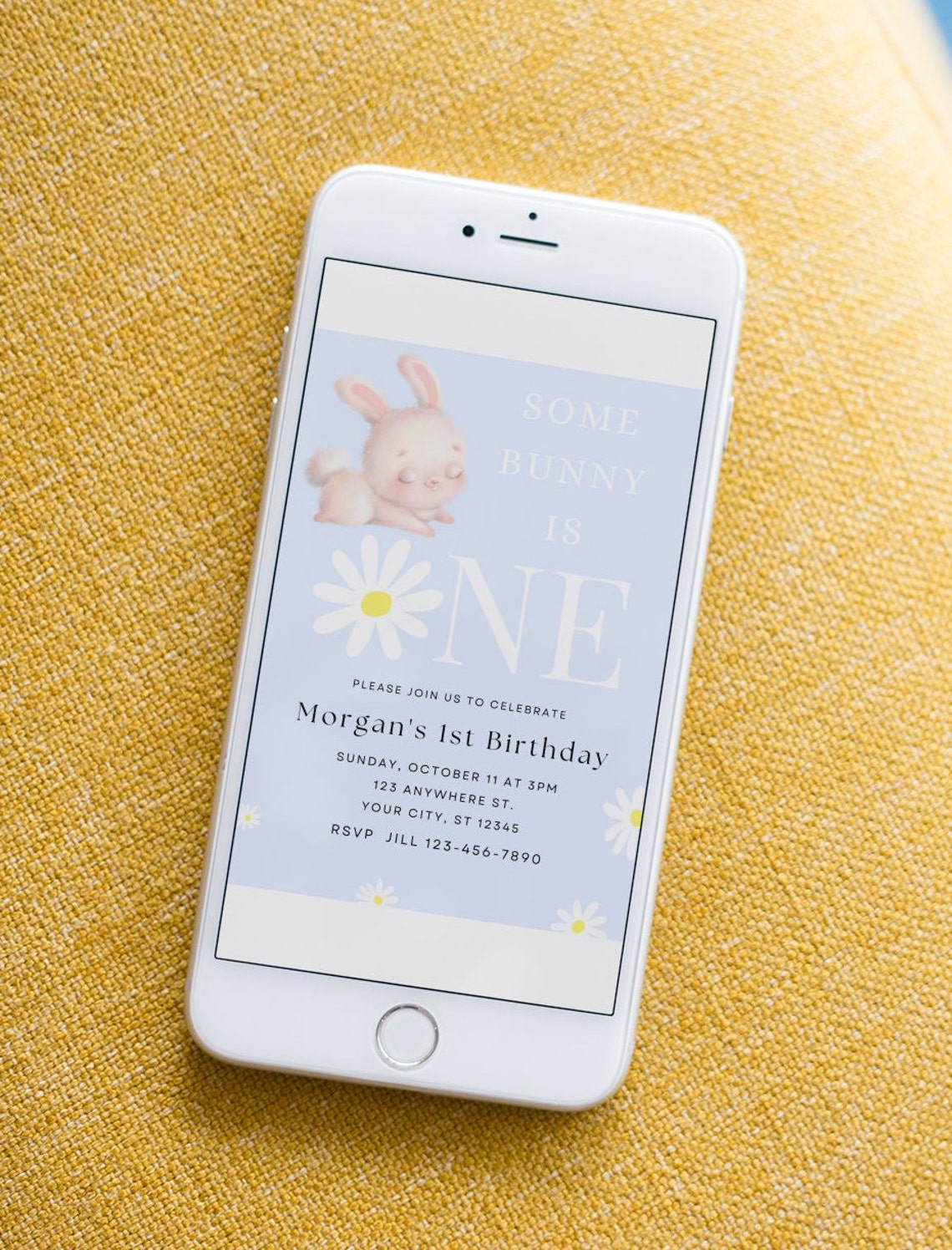 Some Bunny is One Invitation, Daisy Some Bunny is Turning One Invite ...