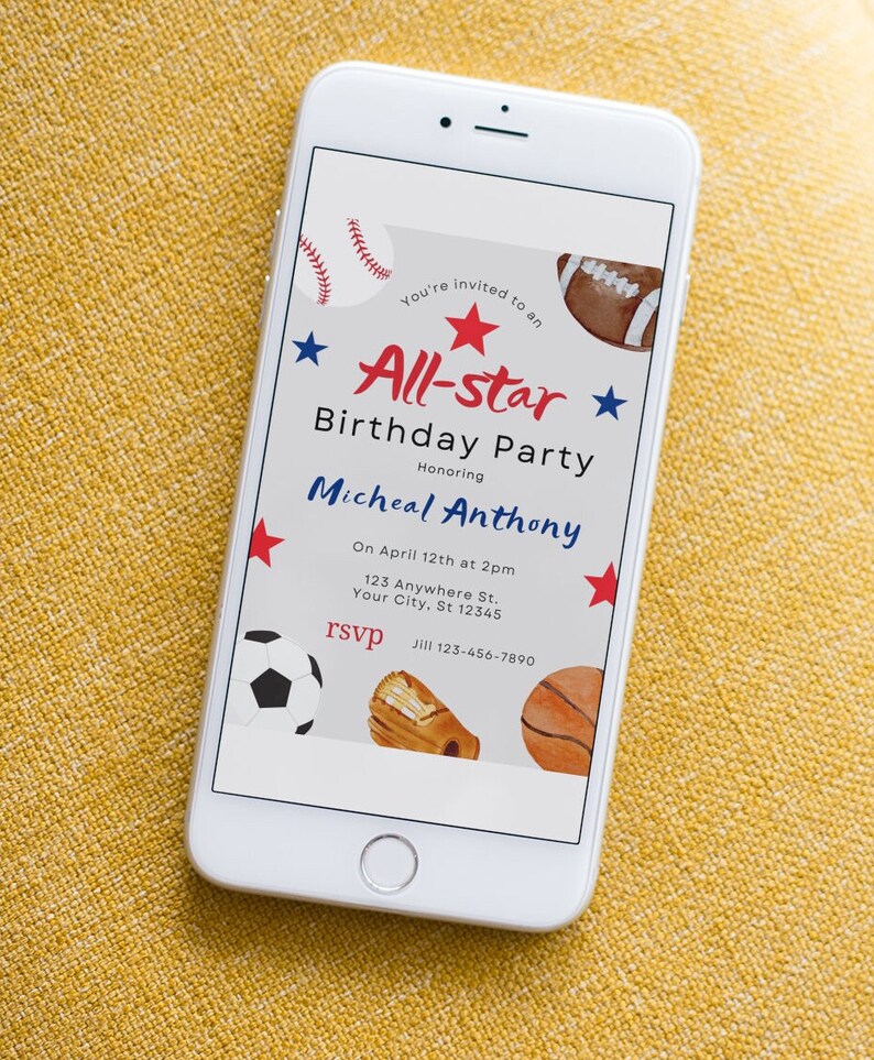 All Star Birthday Invitation Template Sports Birthday Party Boy ...