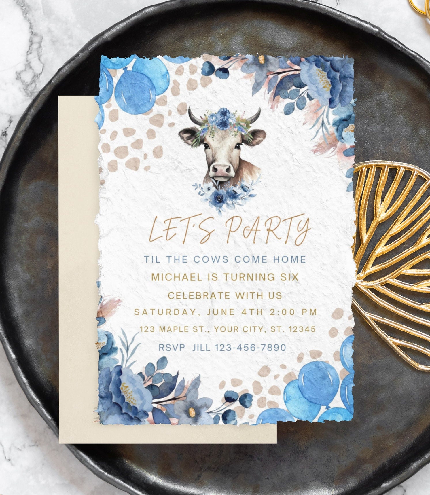 Editable Cow Birthday Invitation Template Let's Party Till the Cows ...