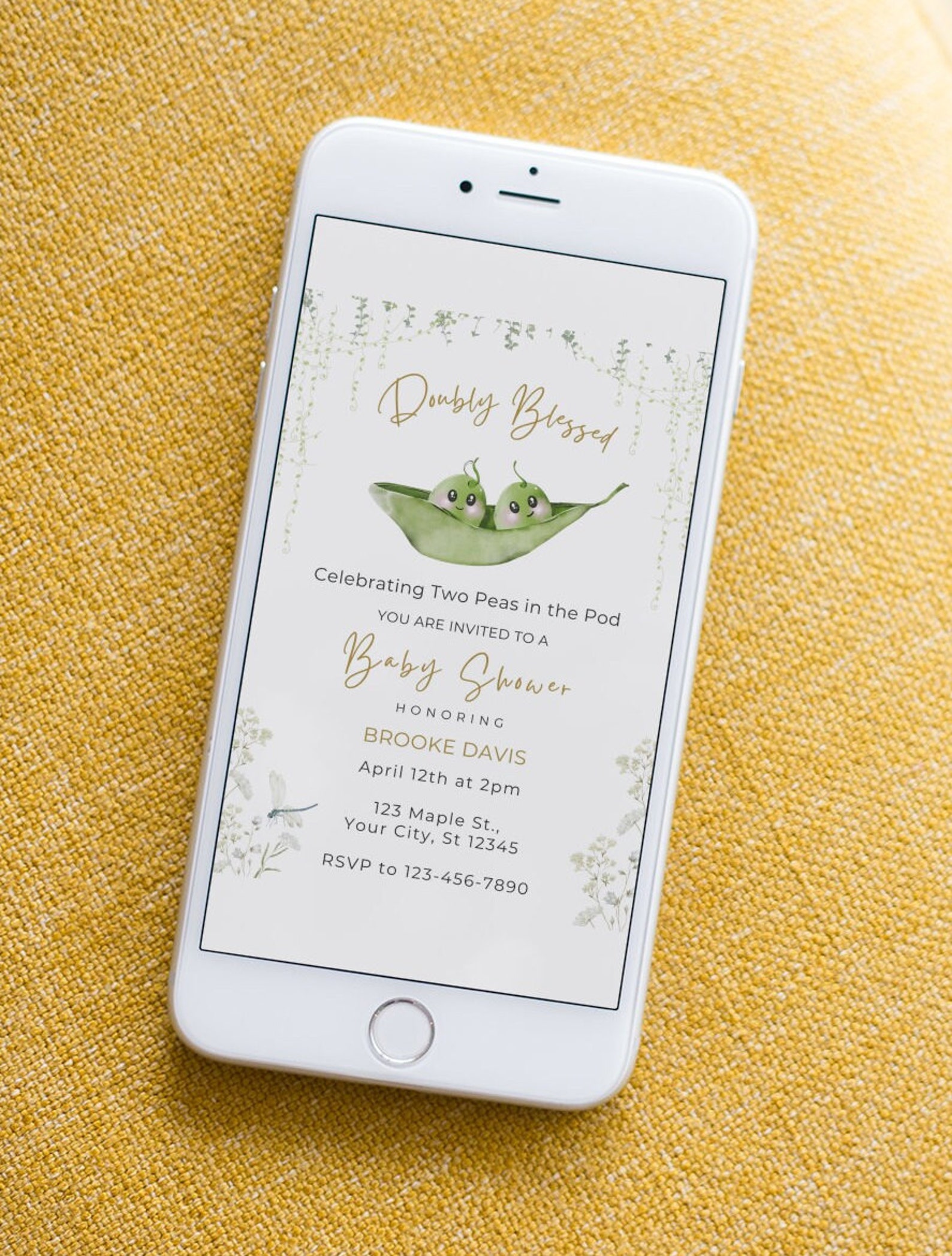 Two Peas in a Pod Baby Shower Invitation Template Pea Pod Invitation ...