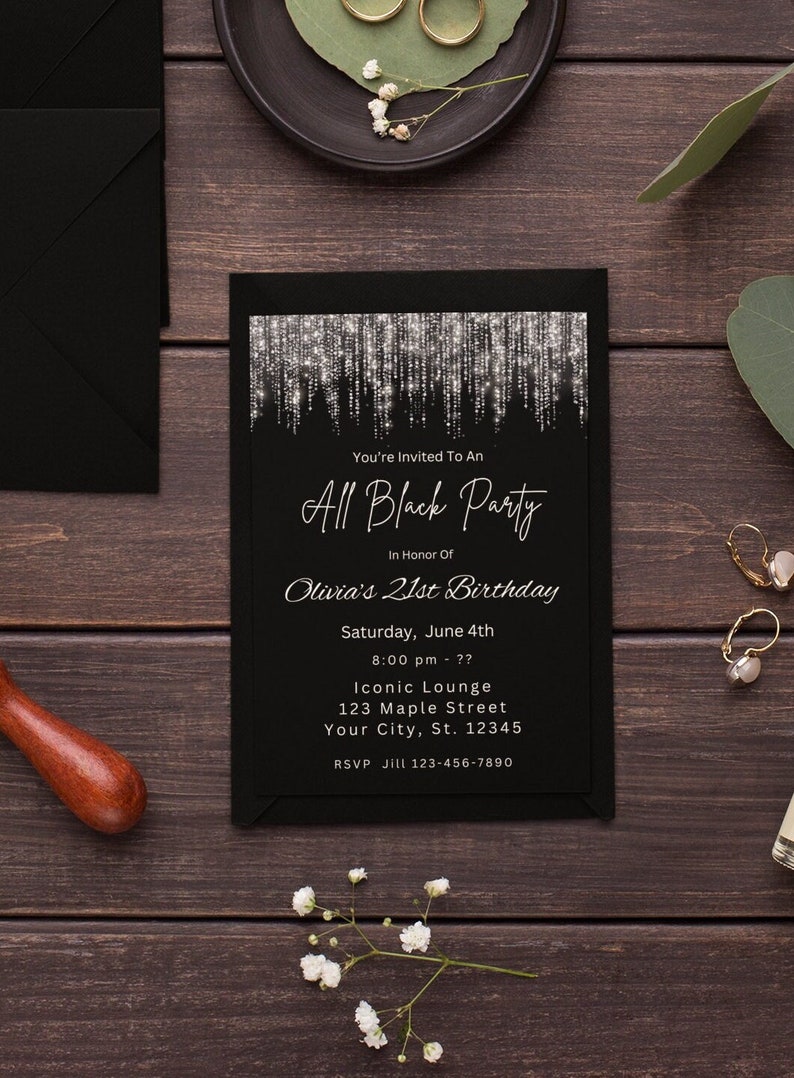Editable All Black Affair Invitation All Black Party Invitation Black ...