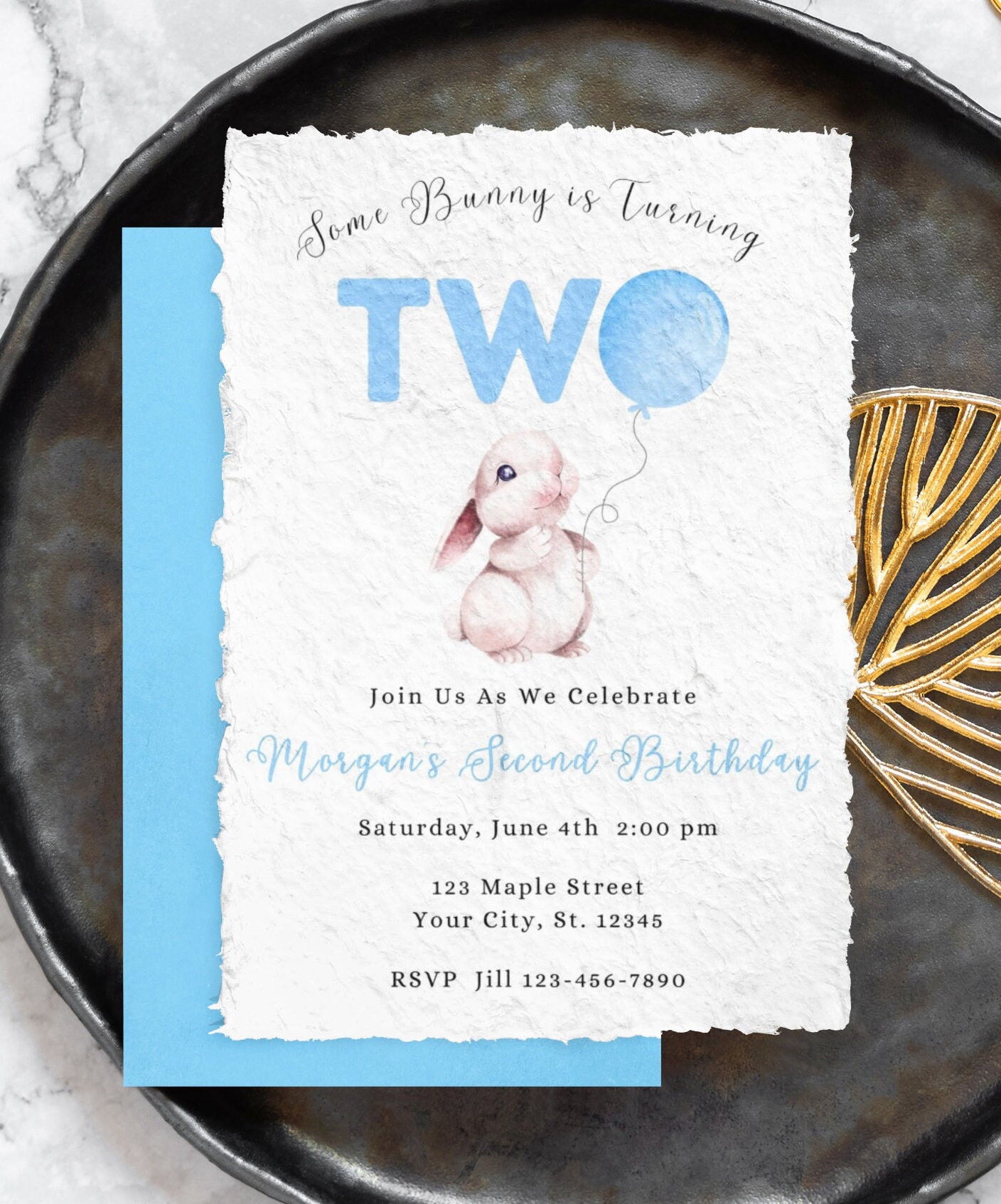 Editable Second Birthday Invitation Template Some Bunny Birthday ...
