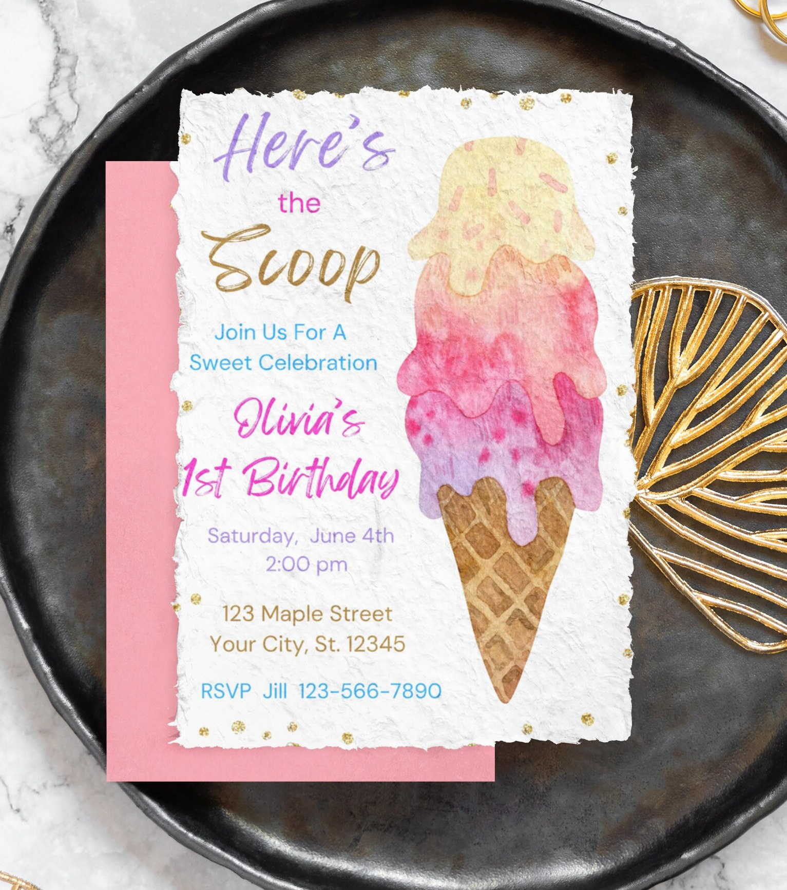 Editable Ice Cream Birthday Invitation Template Kids Birthday Party ...