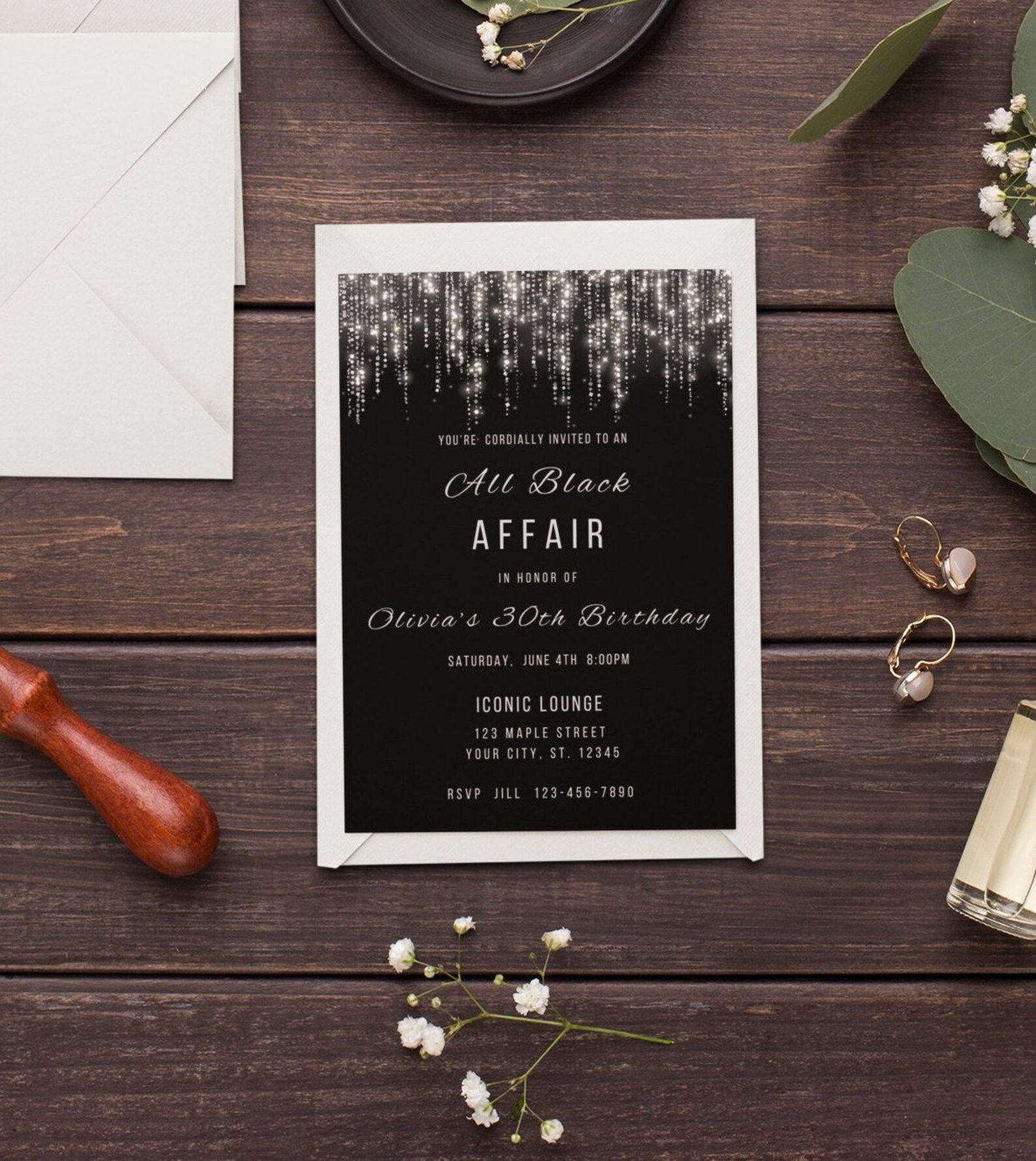 Editable All Black Affair Invitation All Black Party Invitation Black ...
