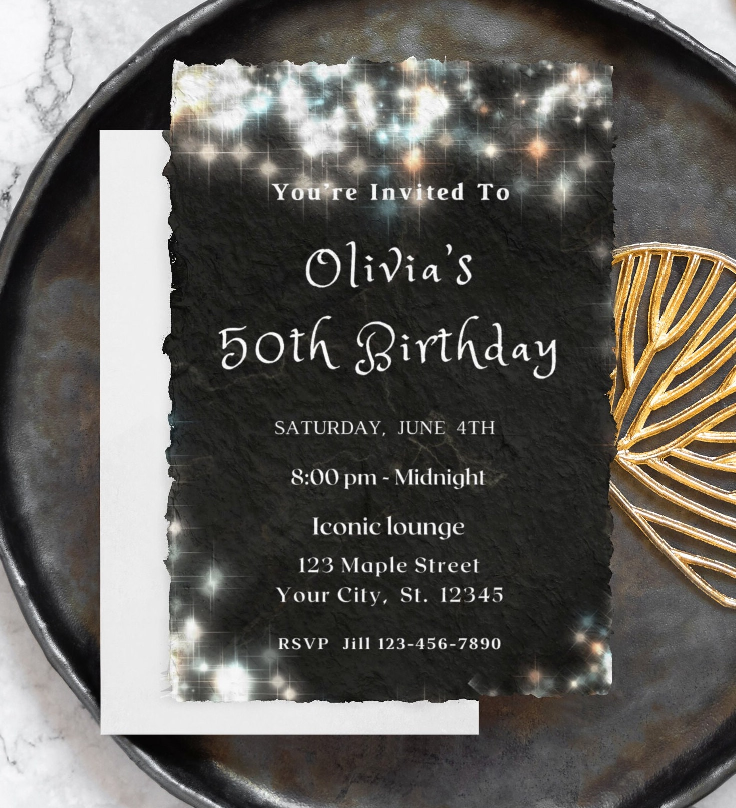 Editable 50th Birthday Invitation Template Silver and Black Invitation ...