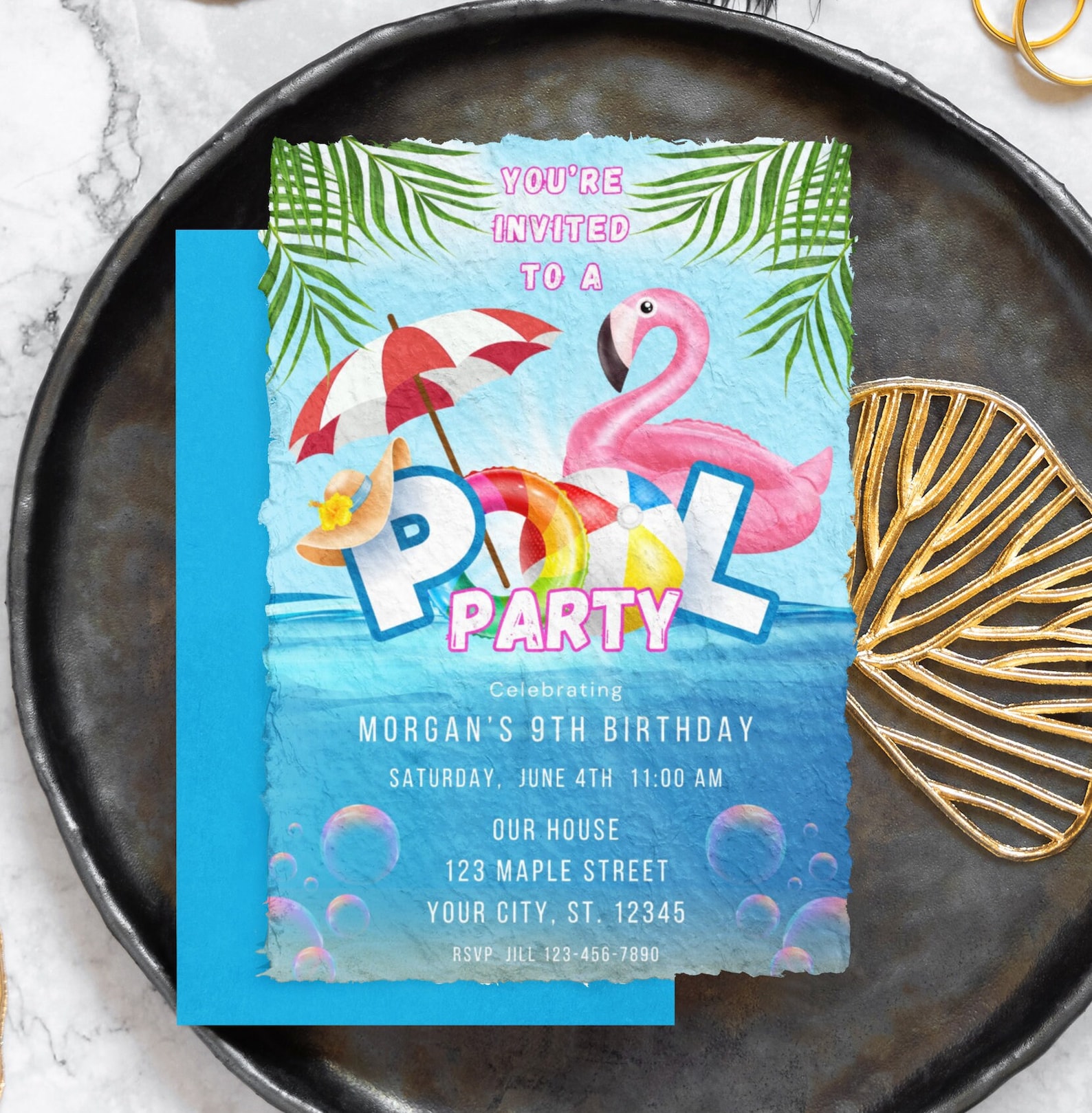 Editable Pool Party Invitation Template Tropical Splish Splash Pool ...