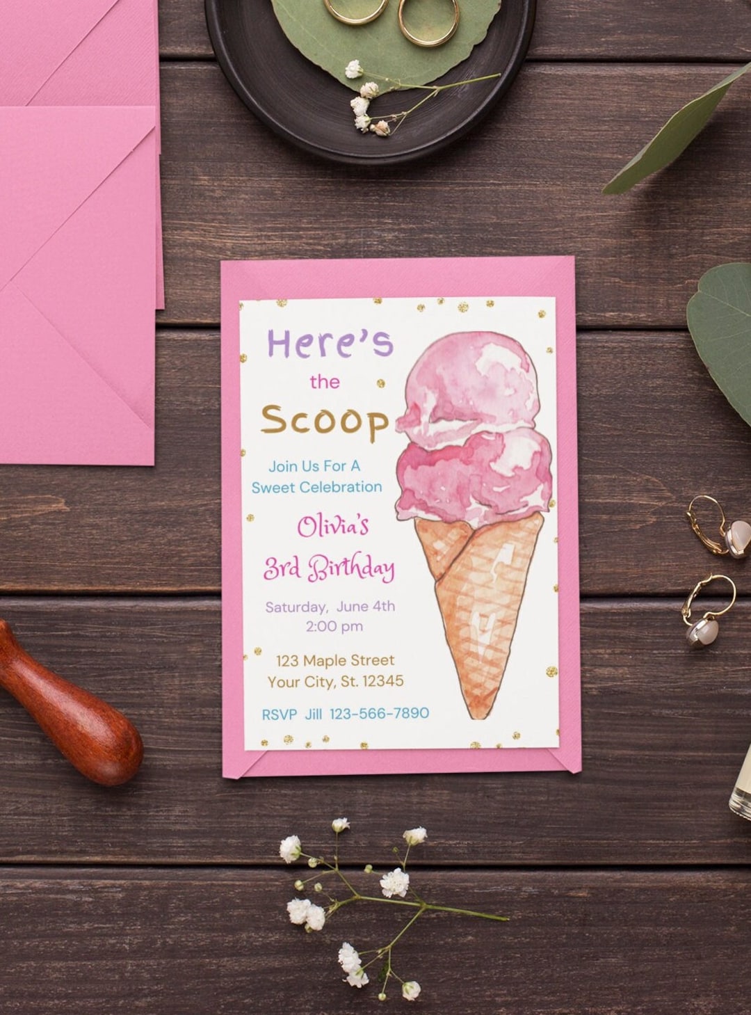 Editable Ice Cream Birthday Invitation Template Kids Birthday Party ...