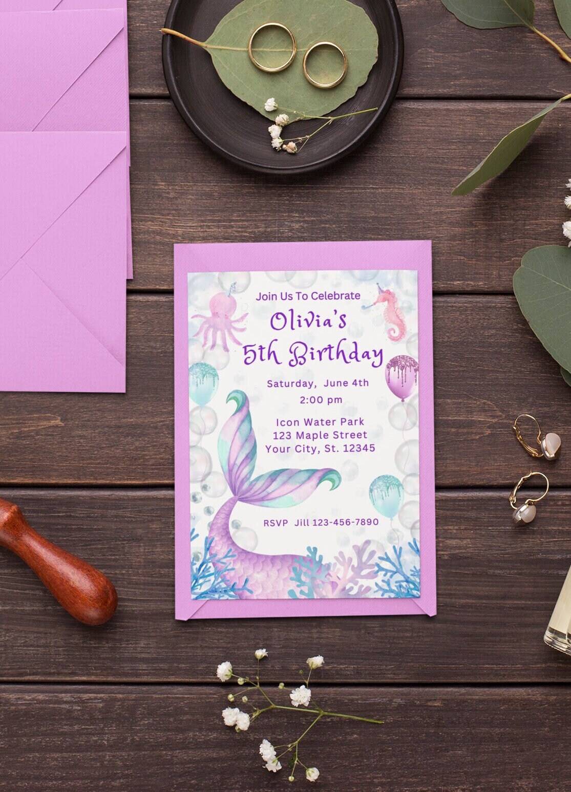 Mermaid Tail Birthday Invitation Under the Sea Birthday Invitation Girl ...