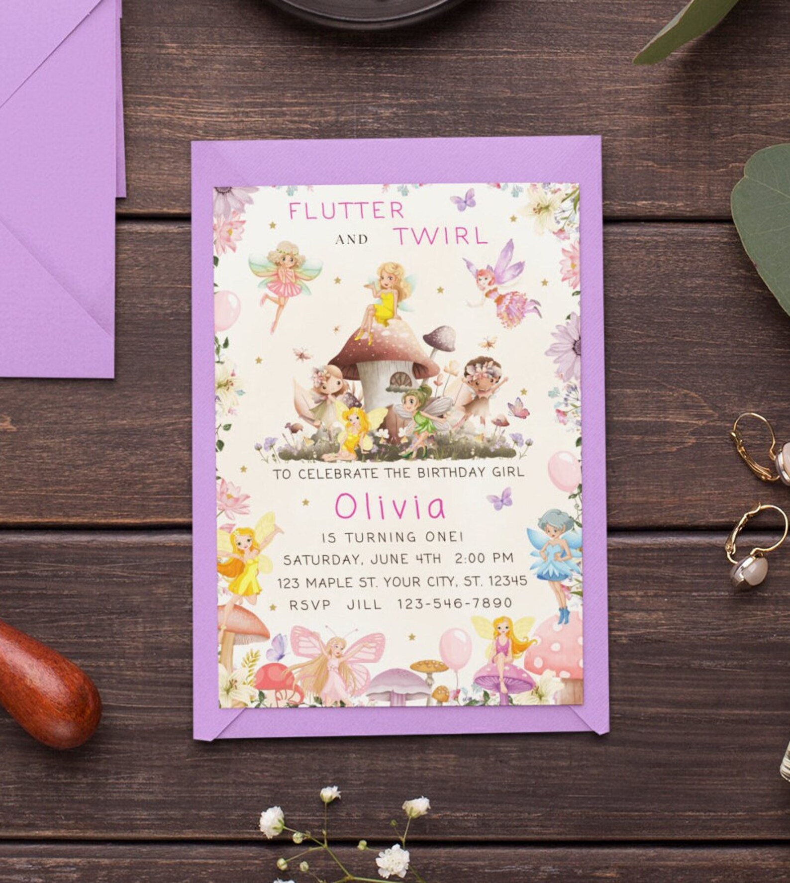 Fairy First Birthday Party Editable Invitation Template Magical ...