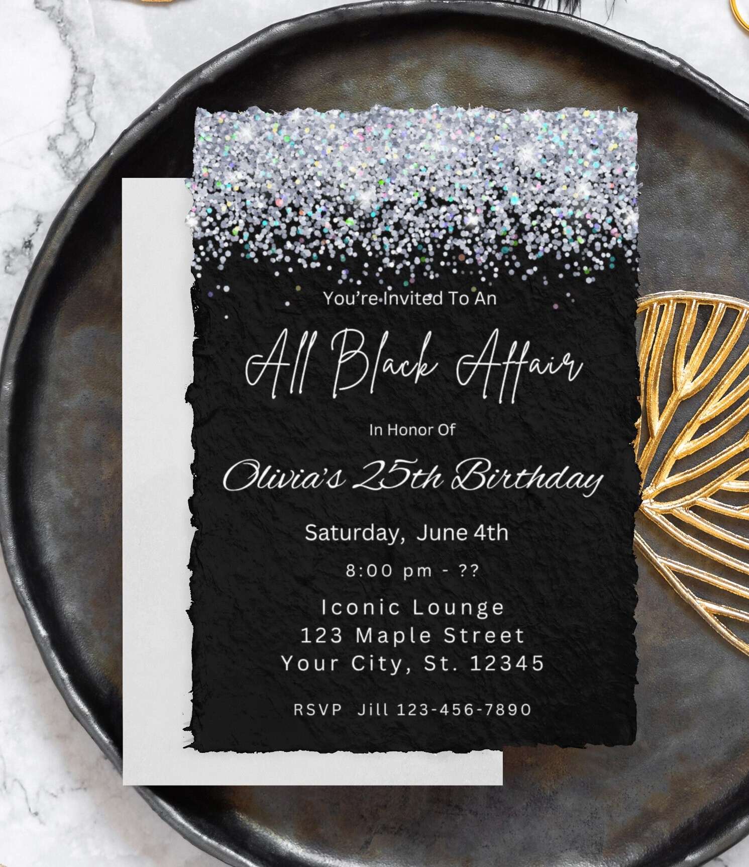 Editable All Black Affair Invitation All Black Party Invitation Black ...