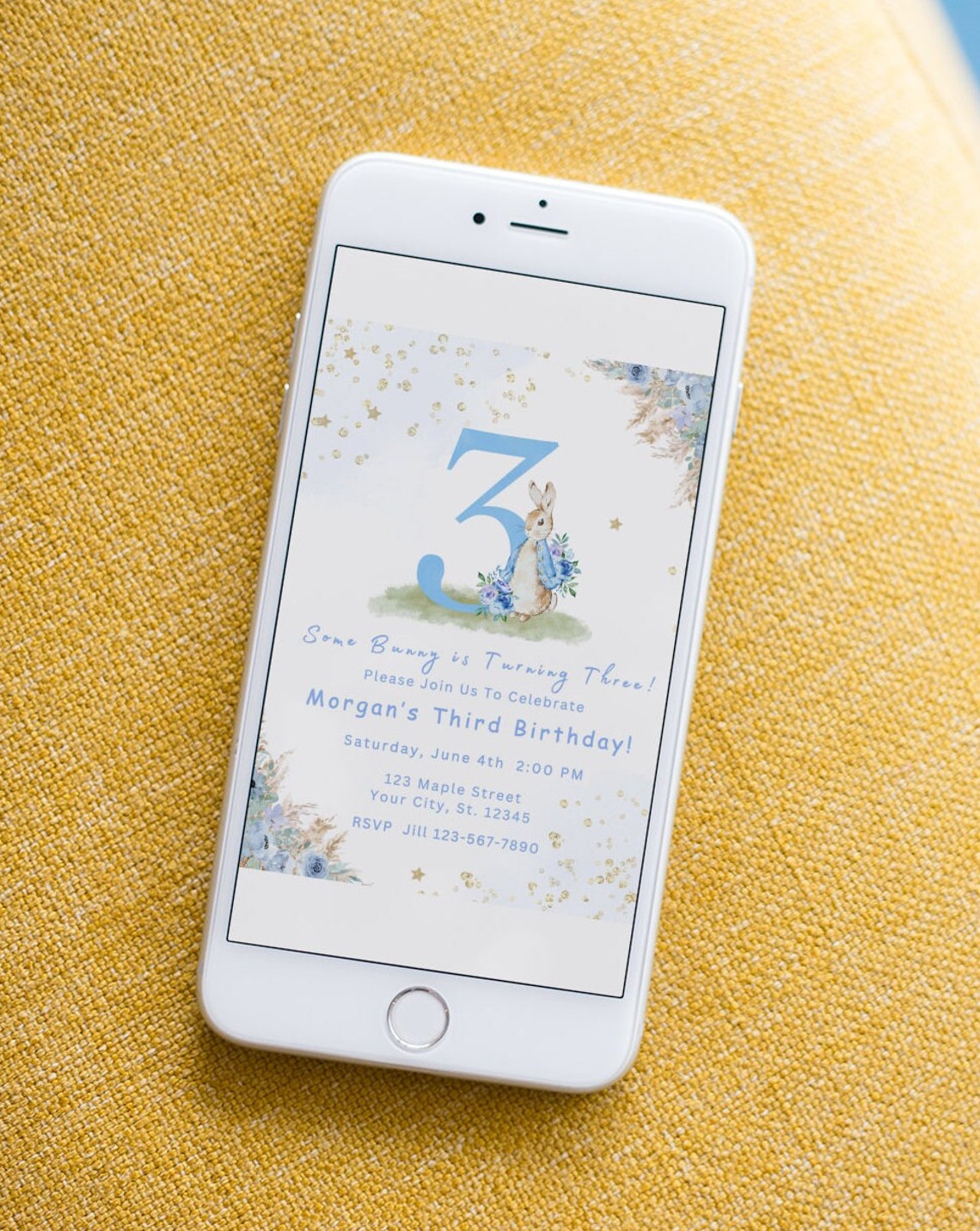 Peter Rabbit Third Birthday Invitation Template Editable Invitation ...