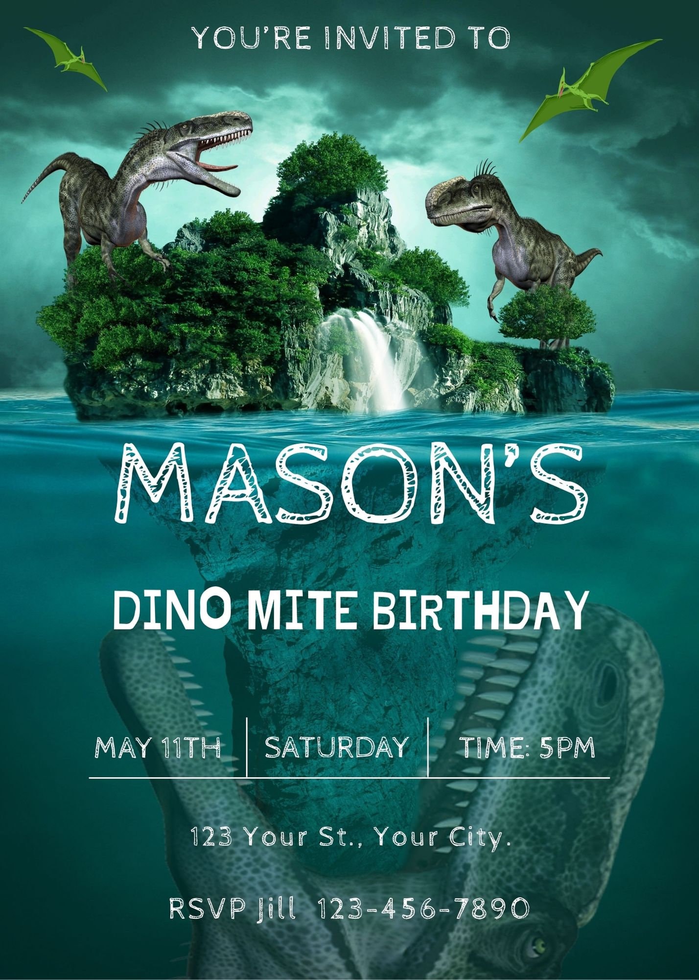 Dinosaur Birthday Invitation Dinosaur Birthday Party Invite Trex ...