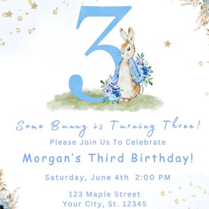 Peter Rabbit Third Birthday Invitation Template Editable Invitation ...