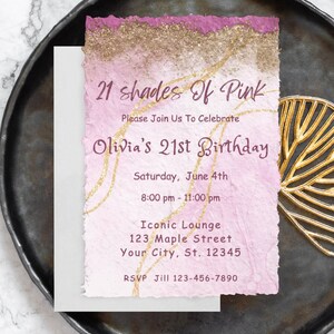 Editable Pink Birthday Invitation Template Shades of Pink Invitation ...