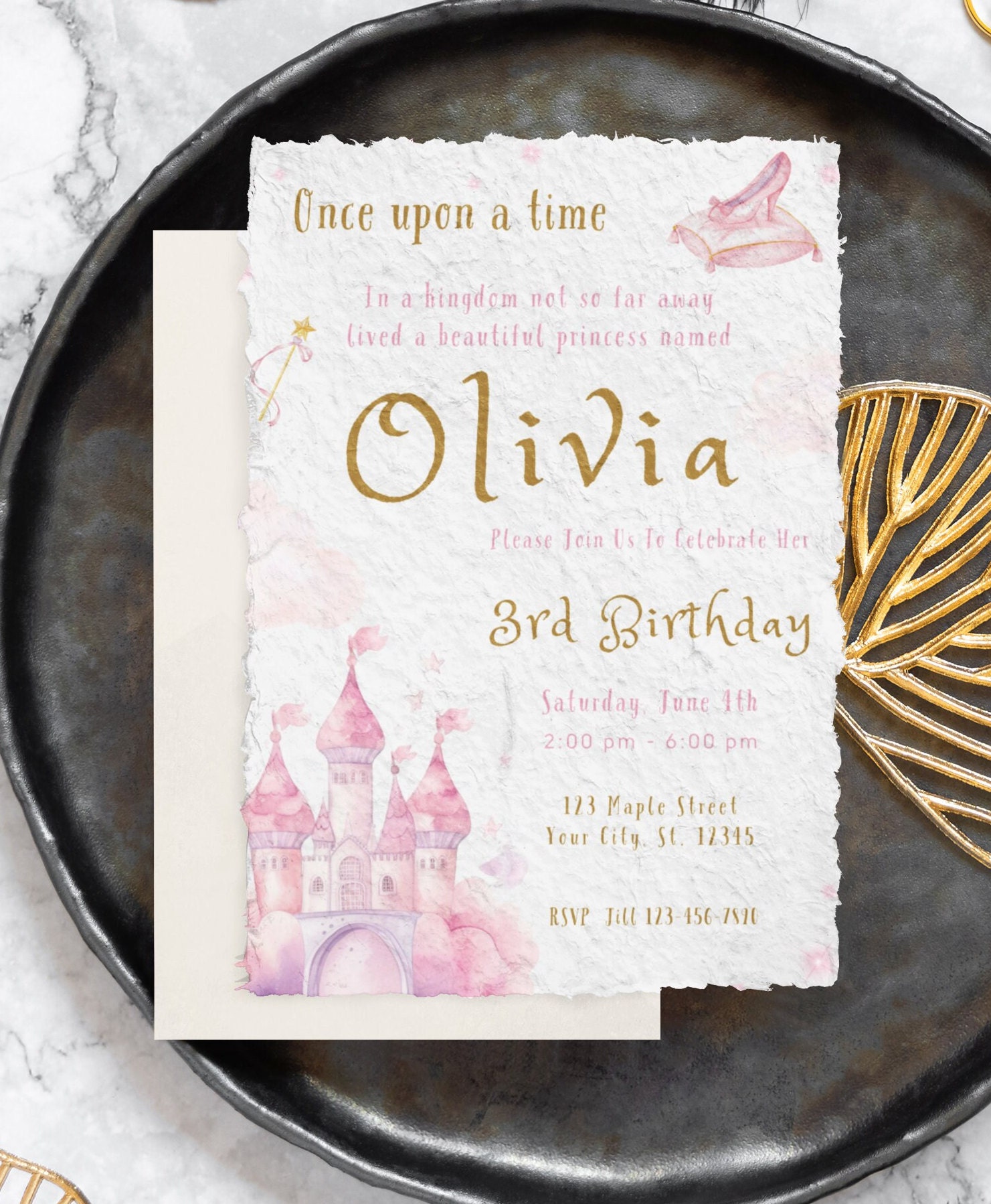 Princess Birthday Invitation Girl Princess Birthday Party Invite Pink ...
