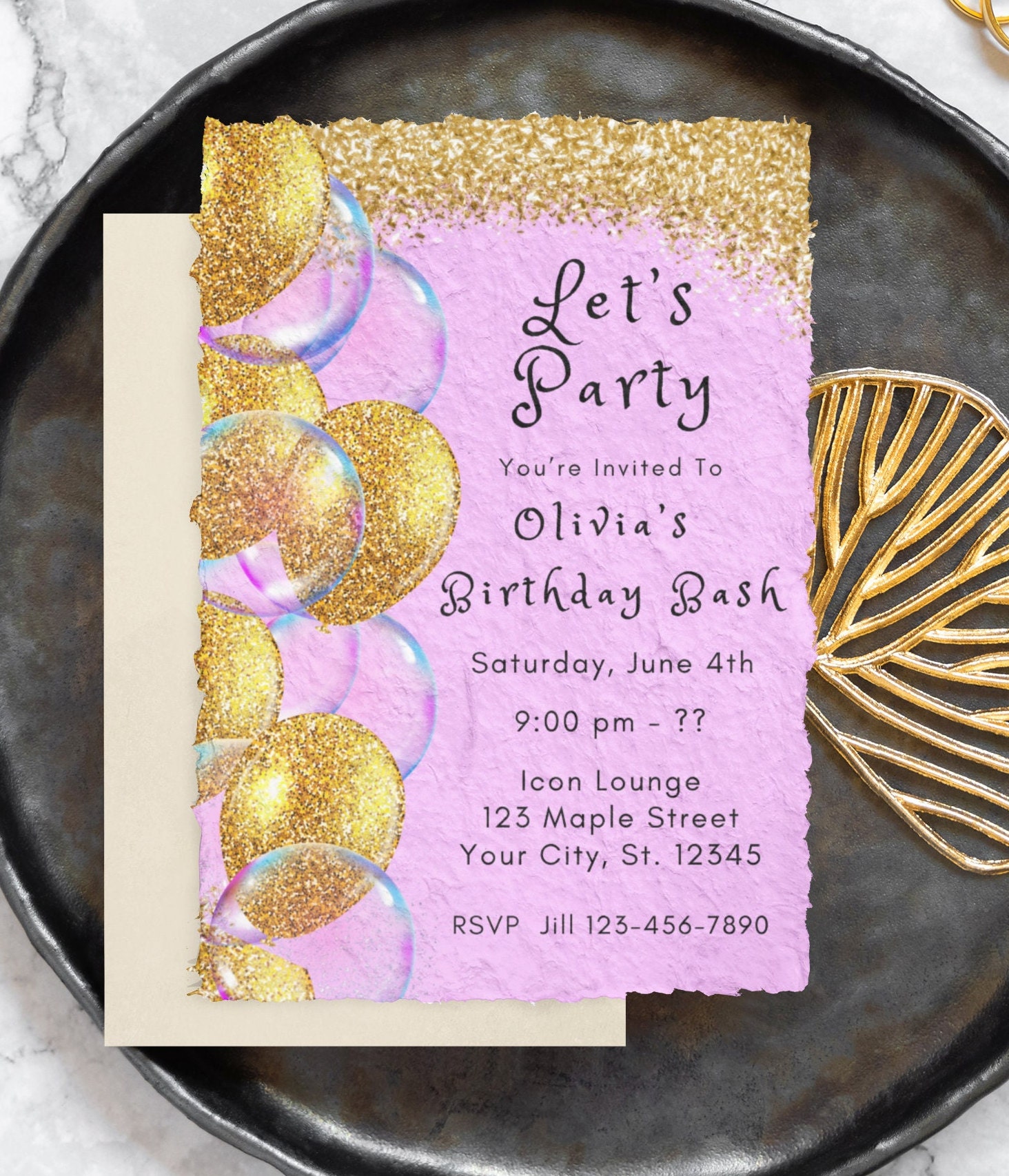 Editable Birthday Invitation Template Pink Invitation Let's Party Pink ...
