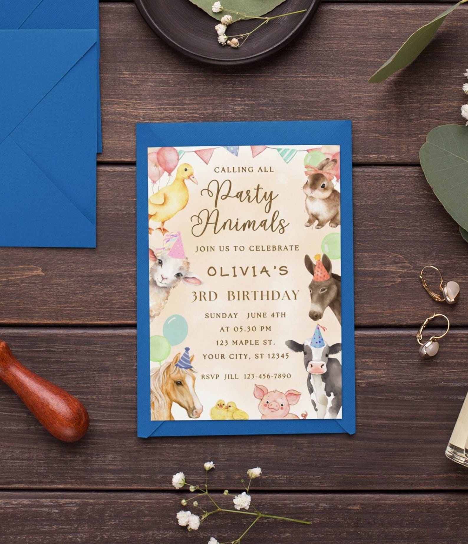 Editable Farm Animals Birthday Party Invitation Farm Barnyard 1st ...