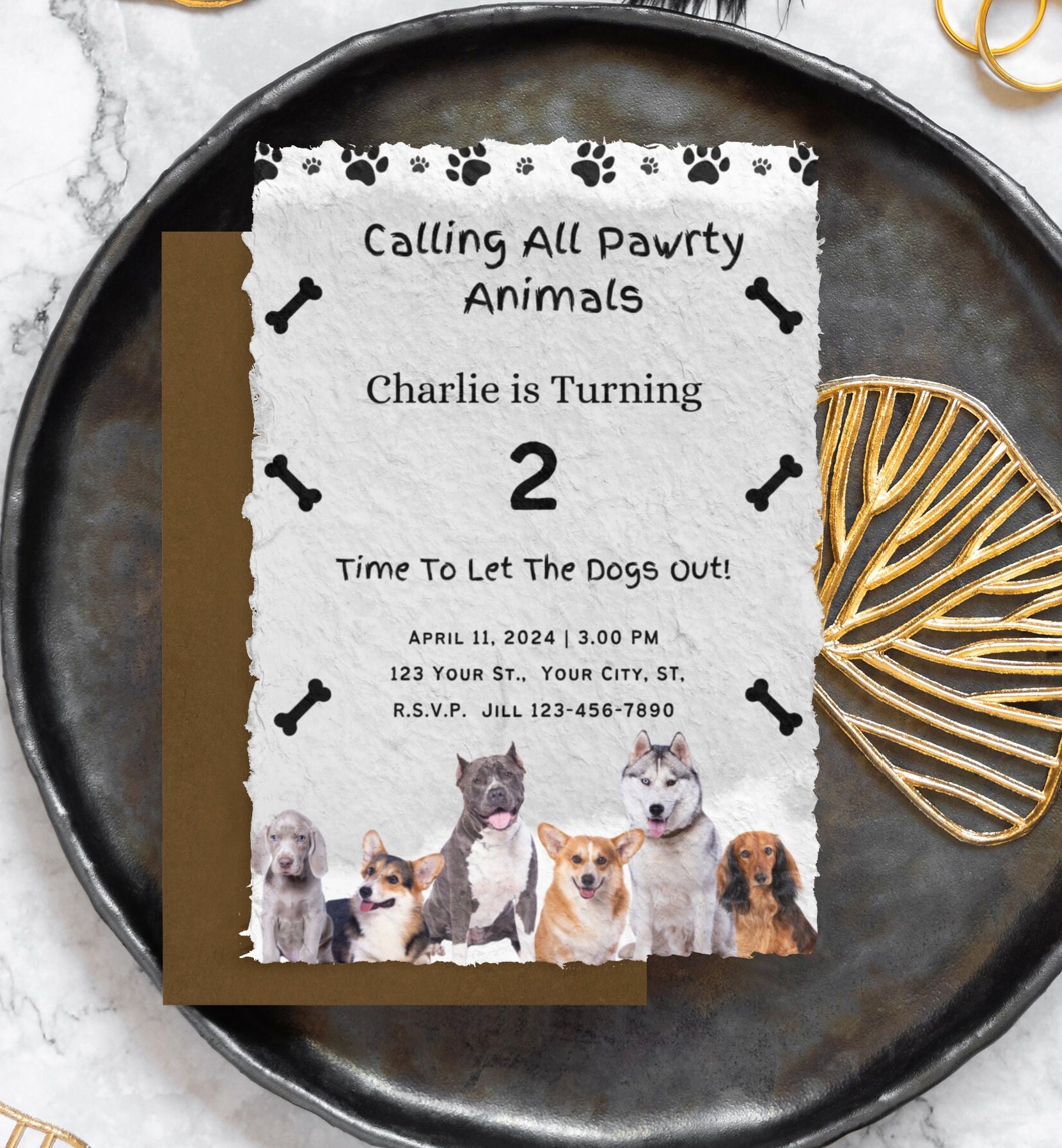 Editable Dog Birthday Invitation Template Puppy Party Invitation ...