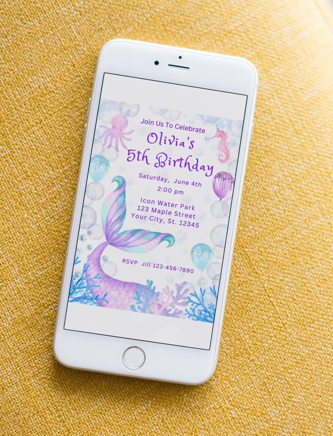 Editable Mermaid Birthday Invitation Template Little Mermaid Under the ...