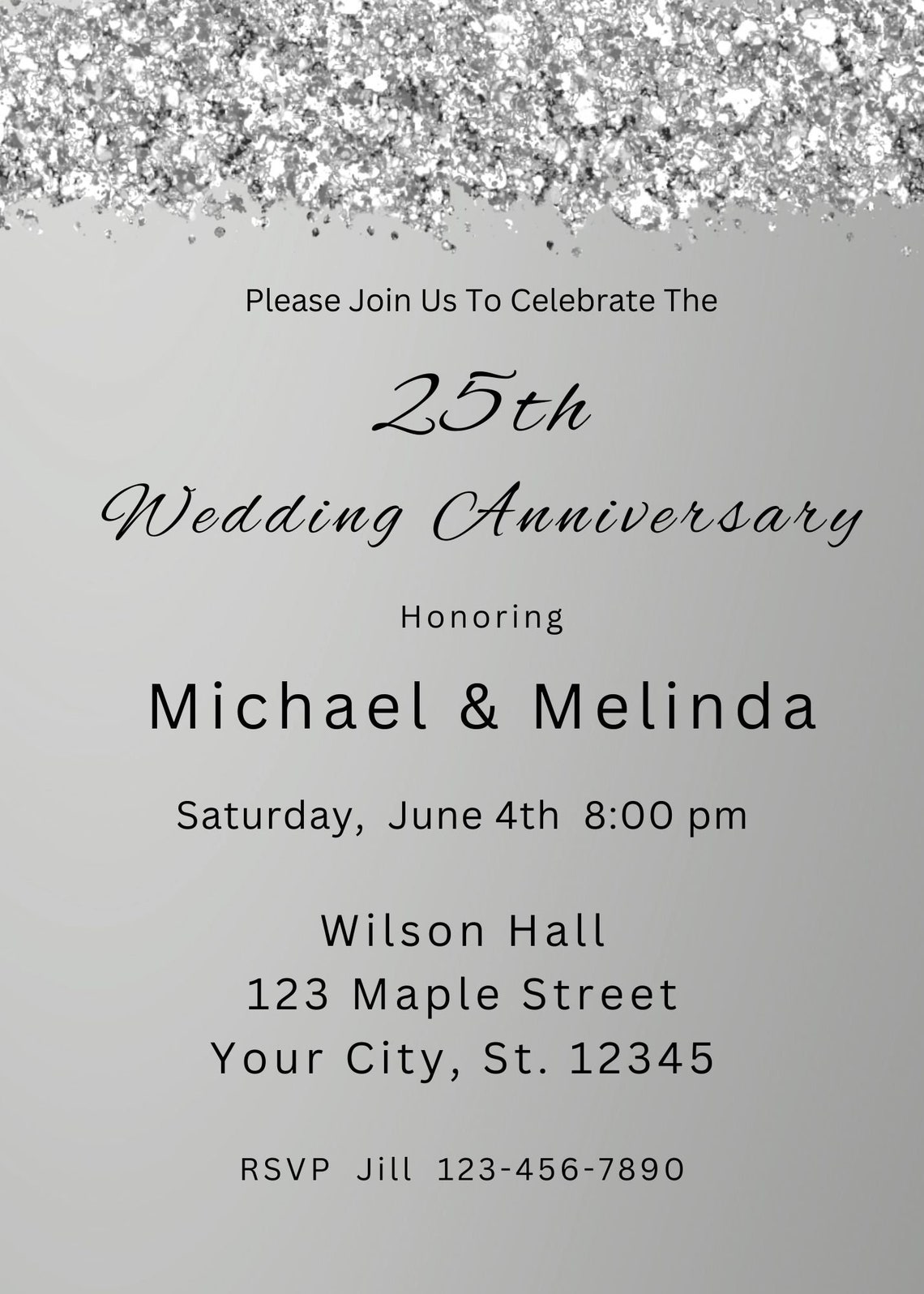 25th Anniversary Invitation 25th Wedding Anniversary Editable ...