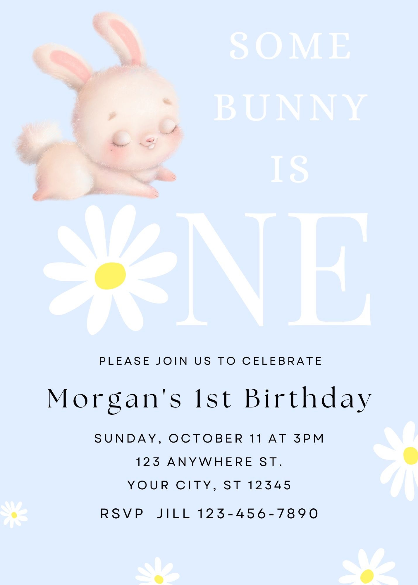 Some Bunny is One Invitation, Daisy Some Bunny is Turning One Invite ...