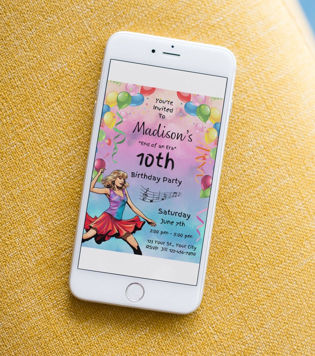 Editable Birthday Invitation Template Taylor Swift Birthday Invitation ...