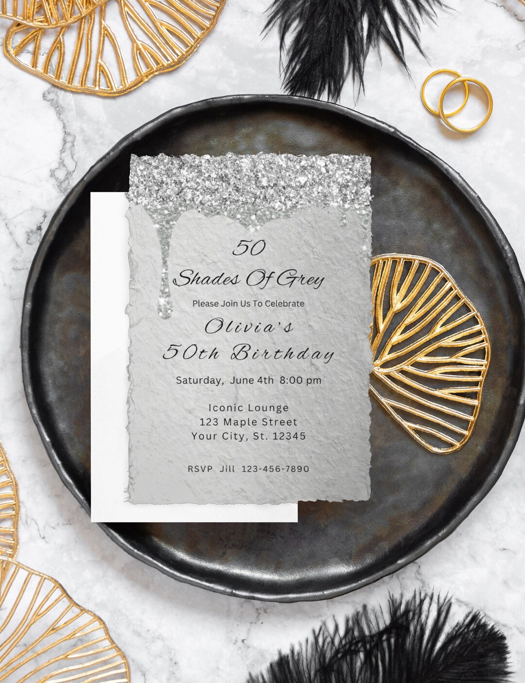 Editable 50th Birthday Invitation Template Silver Birthday Invitation ...