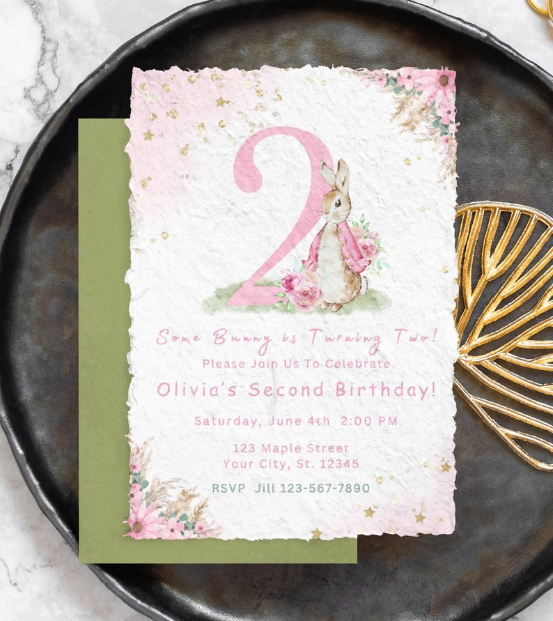 Editable Second Birthday Invitation Template Peter Rabbit 2nd Birthday ...