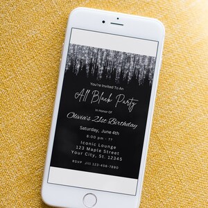 Editable All Black Affair Invitation All Black Party Invitation Black ...