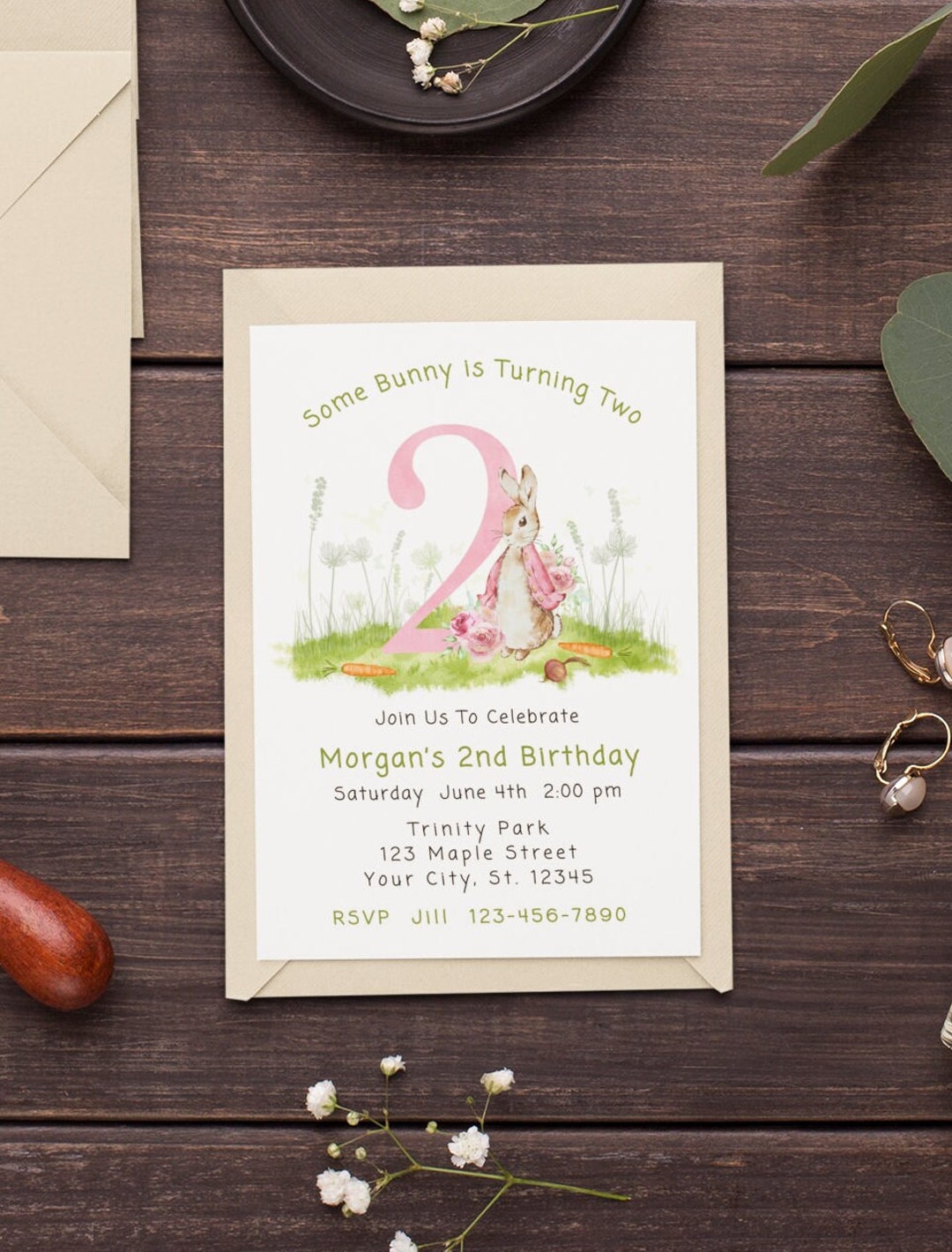 Peter Rabbit Second Birthday Invitation Template Editable Invitation ...